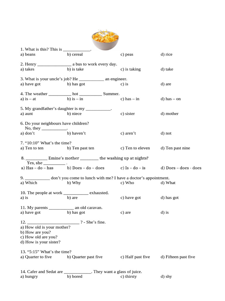 A1 Test 2024 | PDF