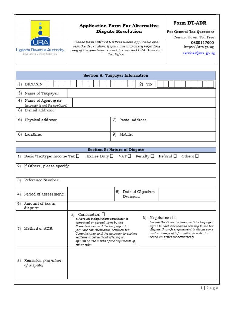 ADR Application Form for Tax Disputes | PDF | Taxes | Taxpayer