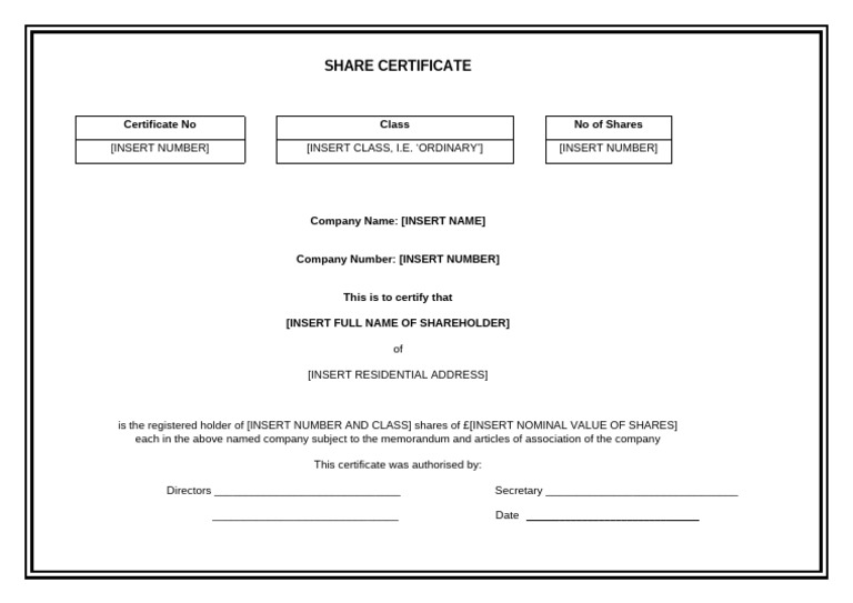 Share Certificate Template | PDF
