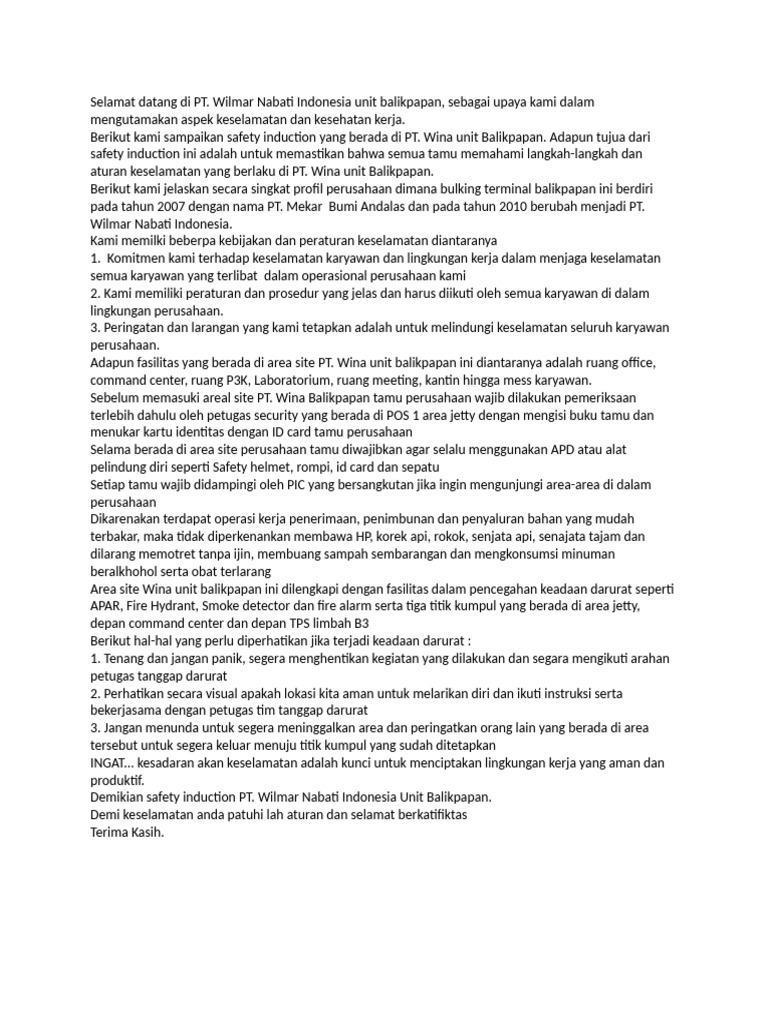 Block - Selamat Datang Di PT Wilmar N | PDF
