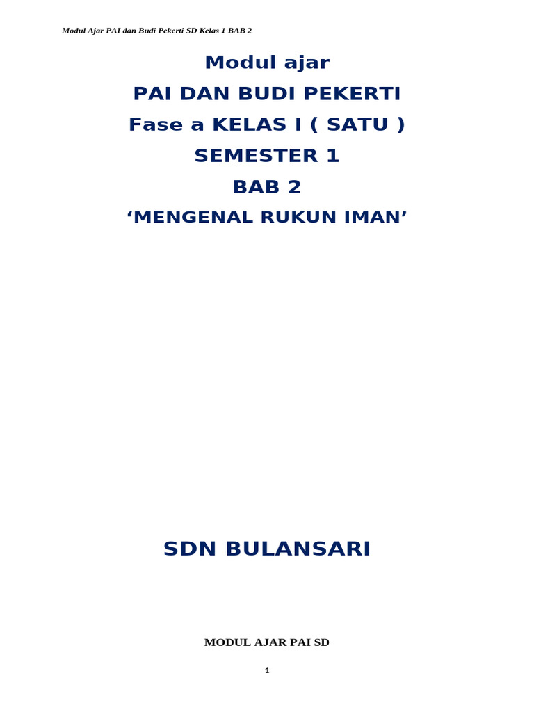 Ma SM 1 Pai KLS 1 Bab 2 BLSR 24-25 | PDF
