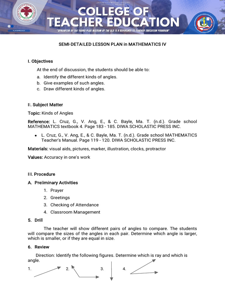 Semi-Detailed LP Math 4 Angles | PDF | Angle | Home & Garden