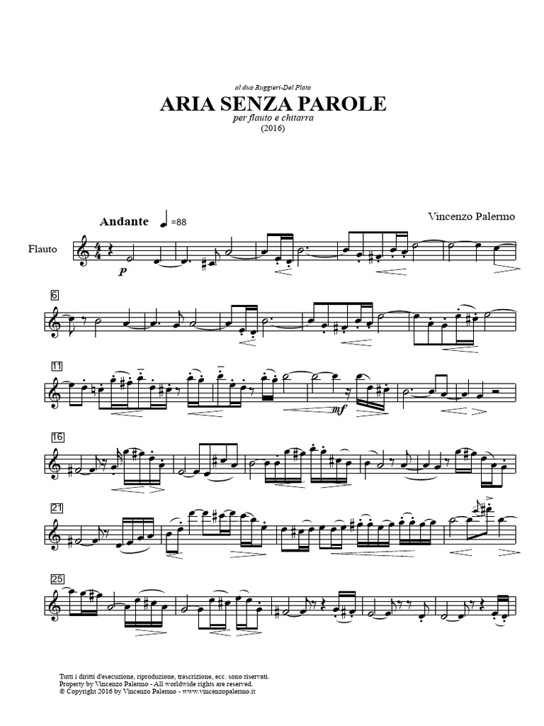 Aria Senza Parole - Parte Flauto | PDF