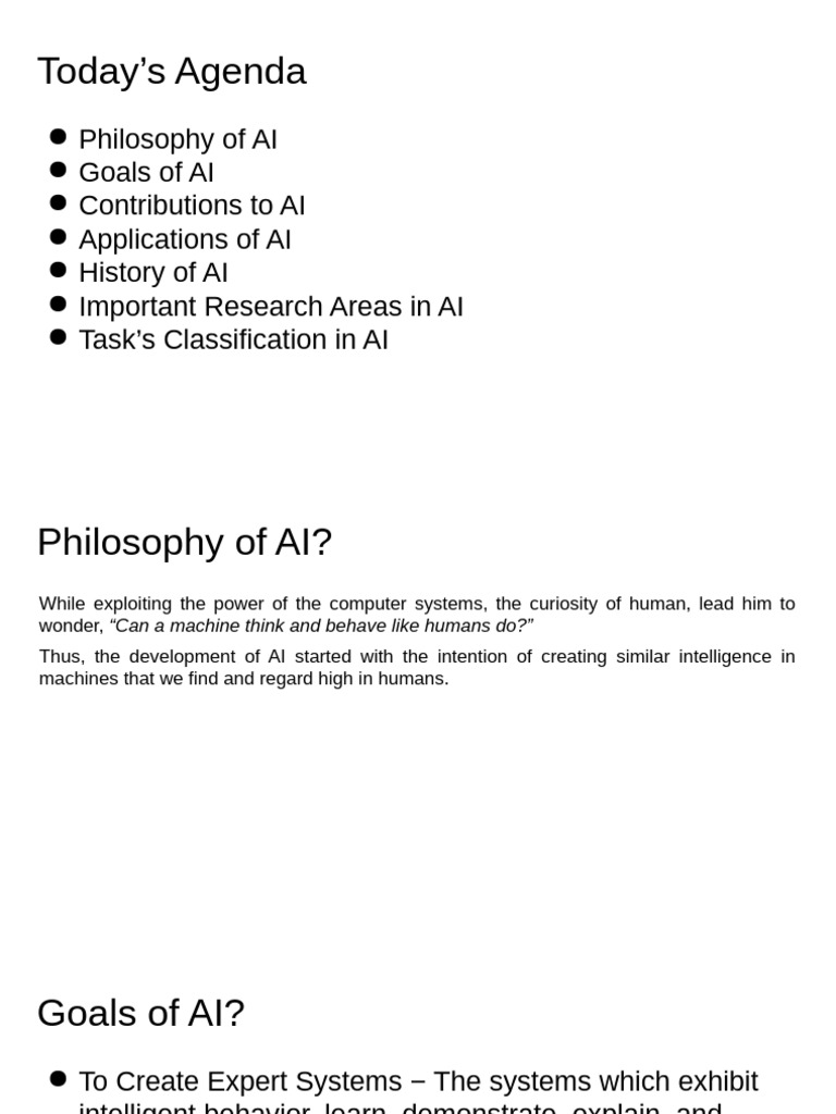 Domains, History, Tasks and Areas of AI | PDF