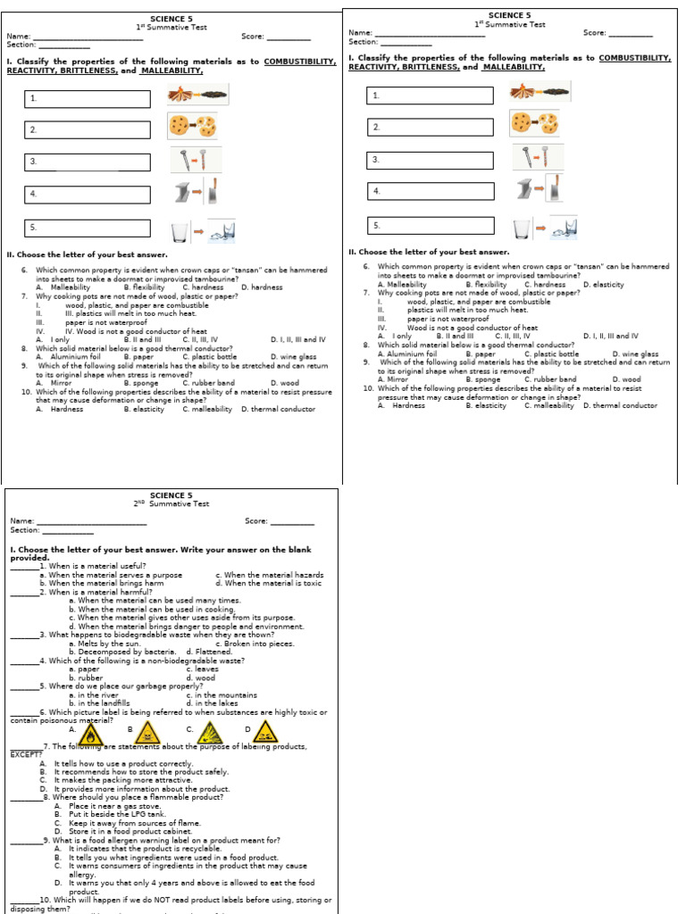 Science 5 ST 1 2 | PDF