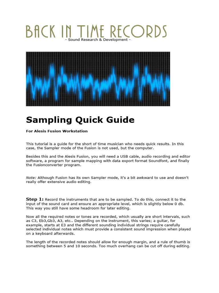 Sampling Quick Guide by KPR | PDF | Backup | Editing