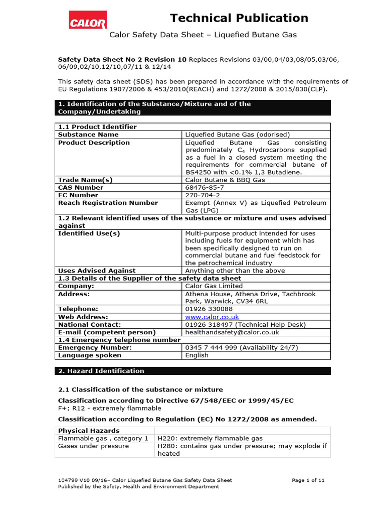 46 Butane Safety Data Sheet | PDF