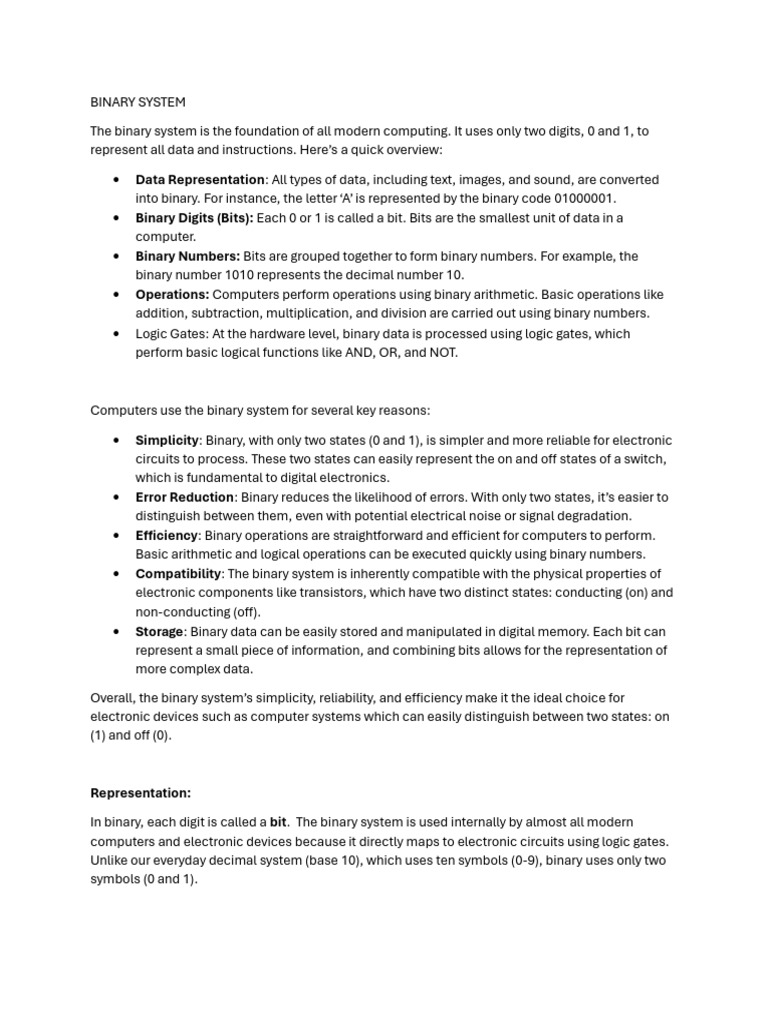 Binary System Worksheet Pdf