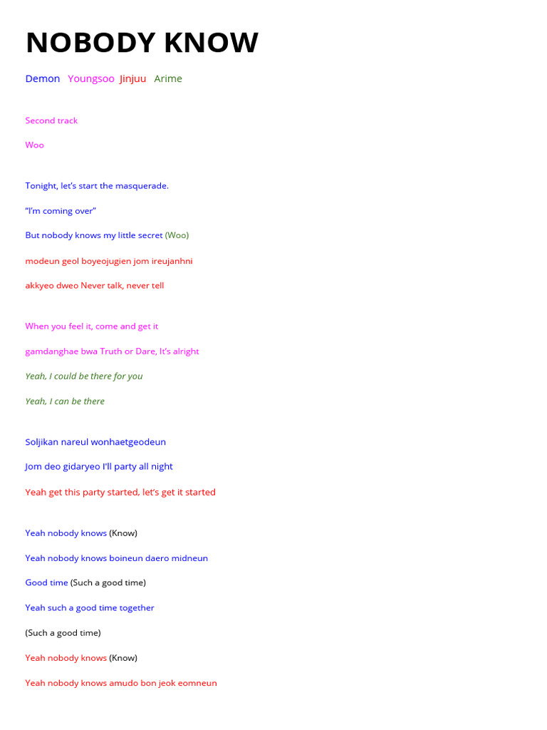 Nobody Know | PDF