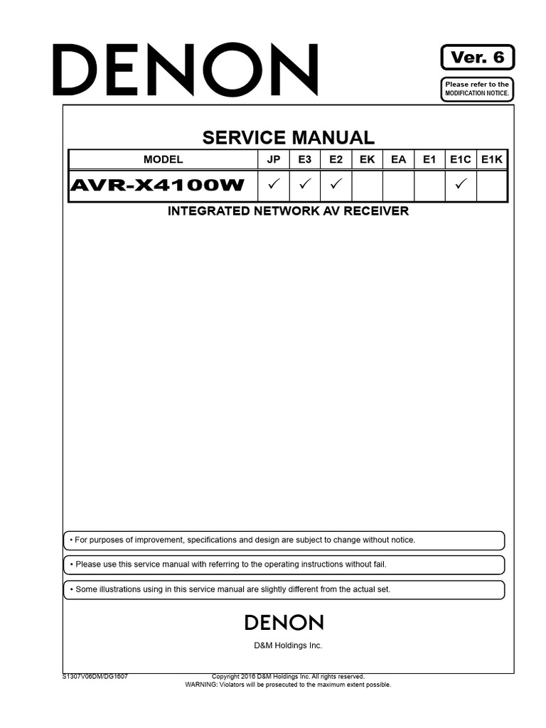 Avr-X4100w All SM V06 | PDF