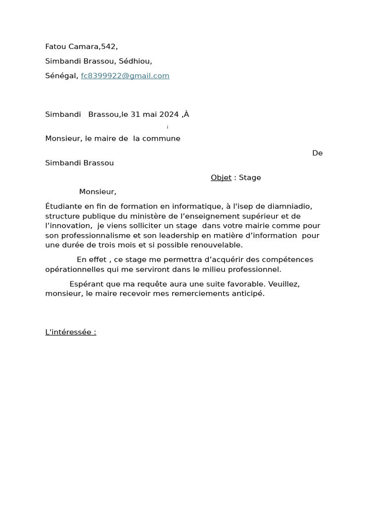 Demande de Stage | PDF