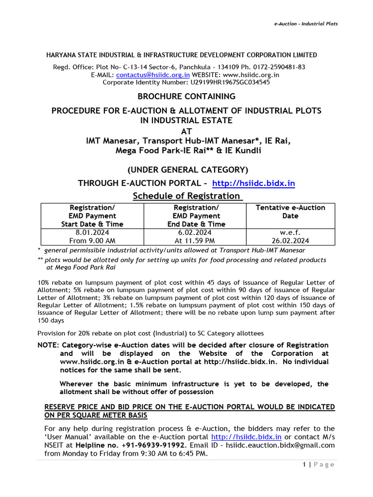 Manesar - Rai - E-Auction Brochure | PDF | Auction