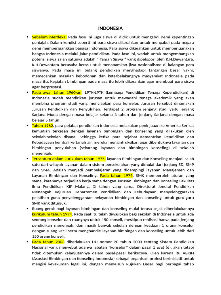 MATERI SEJARAH PERKEMBANGAN BK | PDF