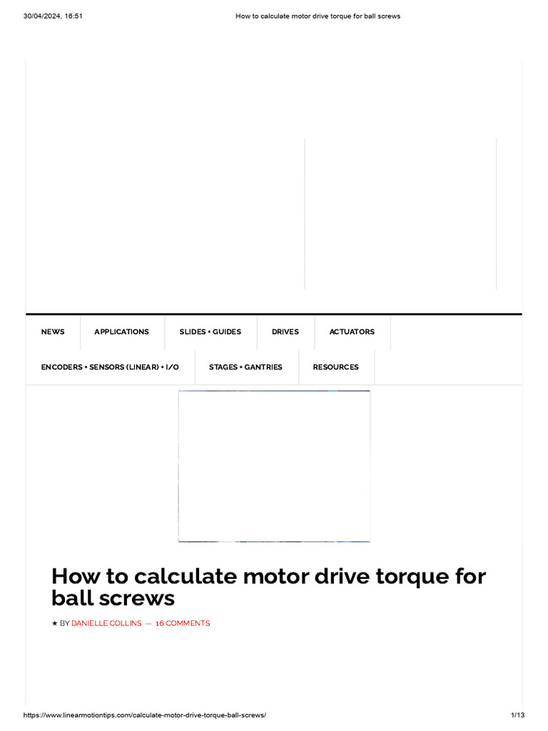 How To Calculate Motor Drive Torque For Ball Screws | PDF