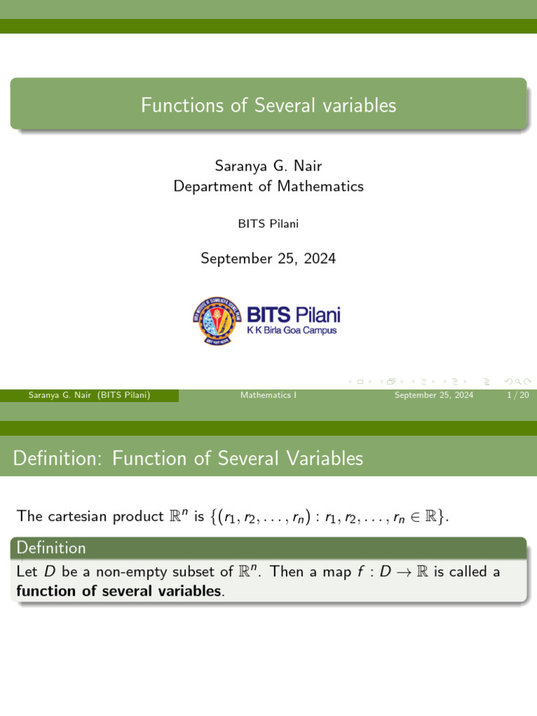 Lec 19- Functions of several variables | PDF