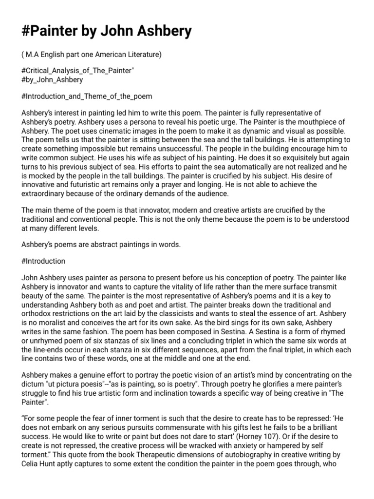 Painter by John Ashbery | PDF