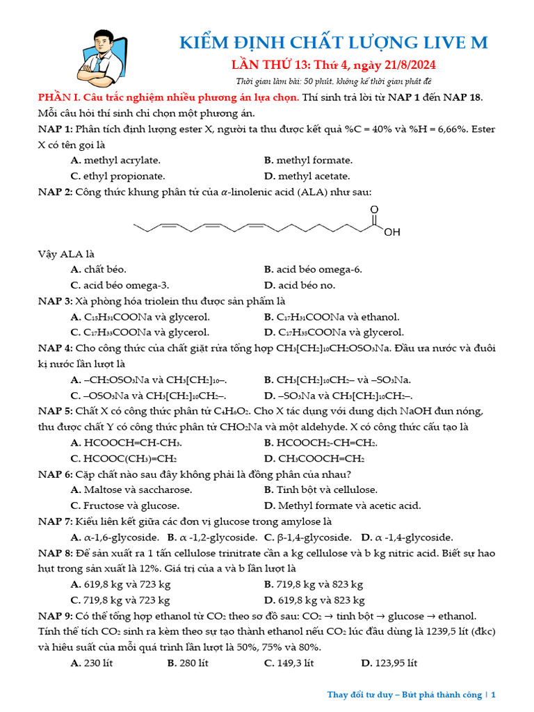 Kiểm Định Chất Lượng Live M - Lần 13 (21.8.2024) | PDF