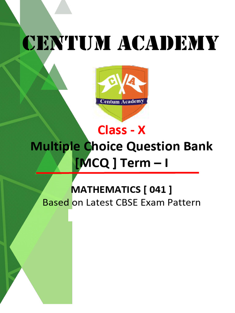 Question Bank MCQ (Mid Terms) Maths - Final - X | PDF