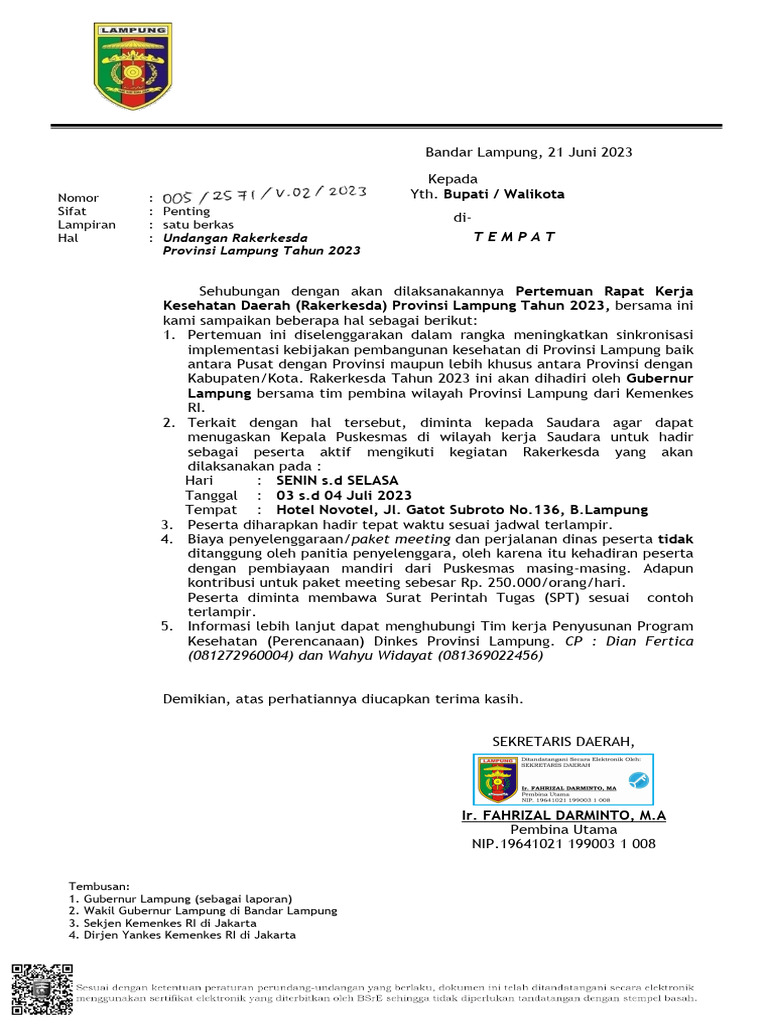 Surat Rakerkesda No Surat 2571 | PDF