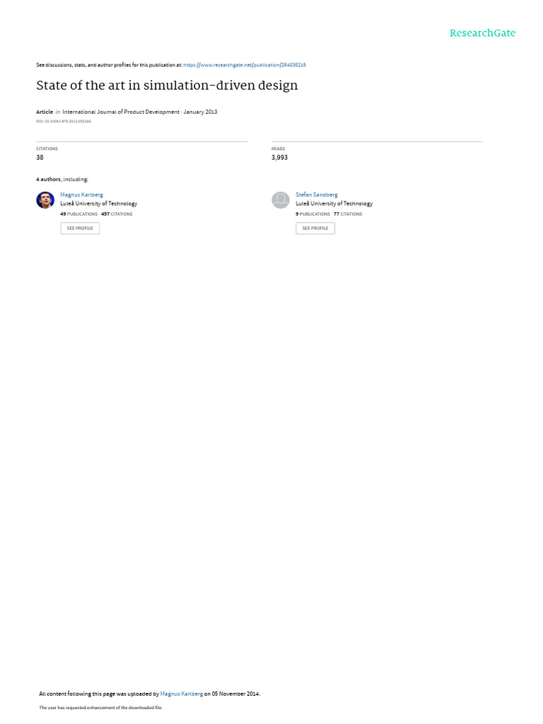 State of The Art in Simulation-Driven Design | PDF