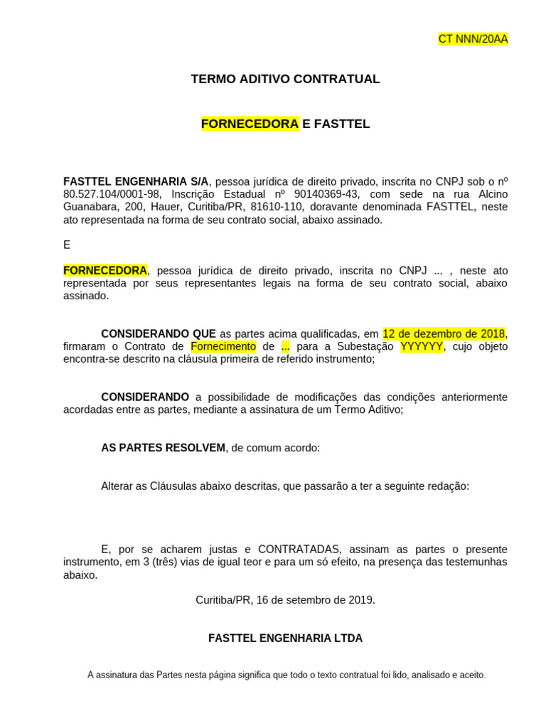 Modelos de Aditivo Contratual | PDF