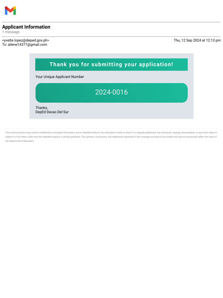 Gmail - Applicant Information | PDF