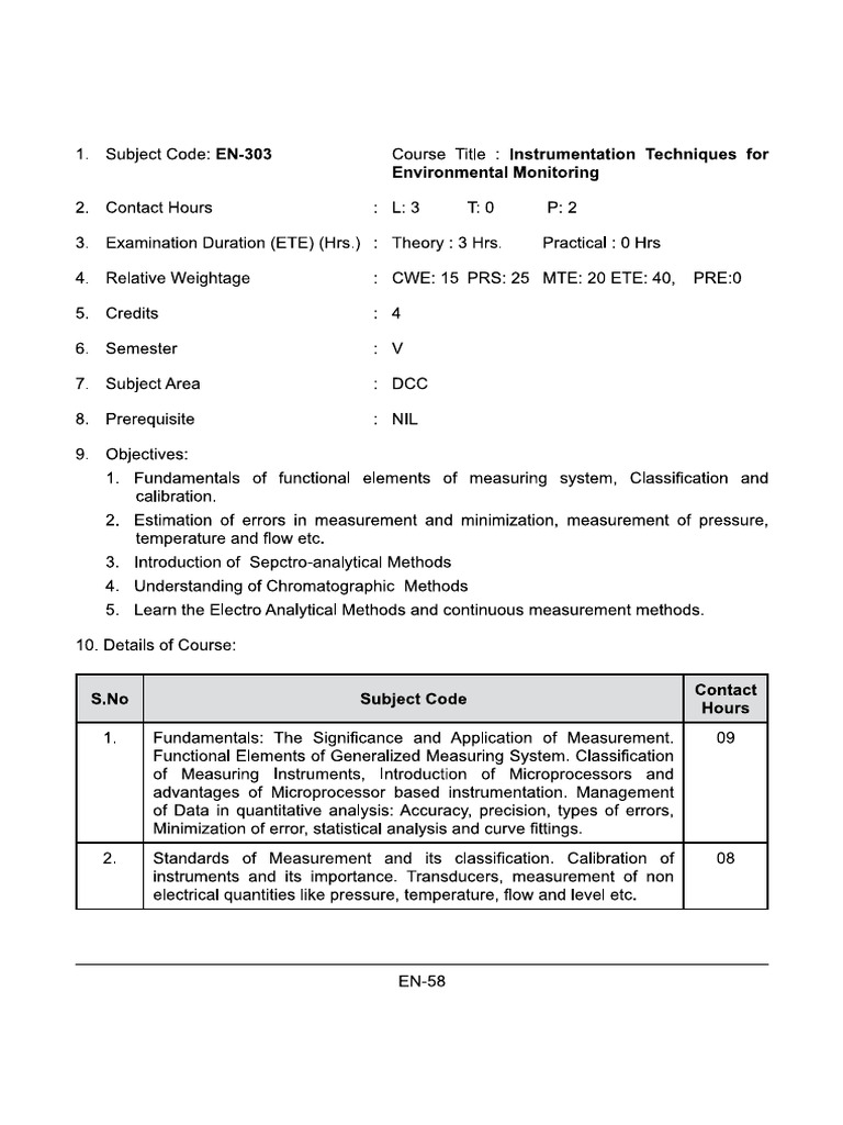 EN303 Instrumentation Techniques For Environmental Monitoring | PDF