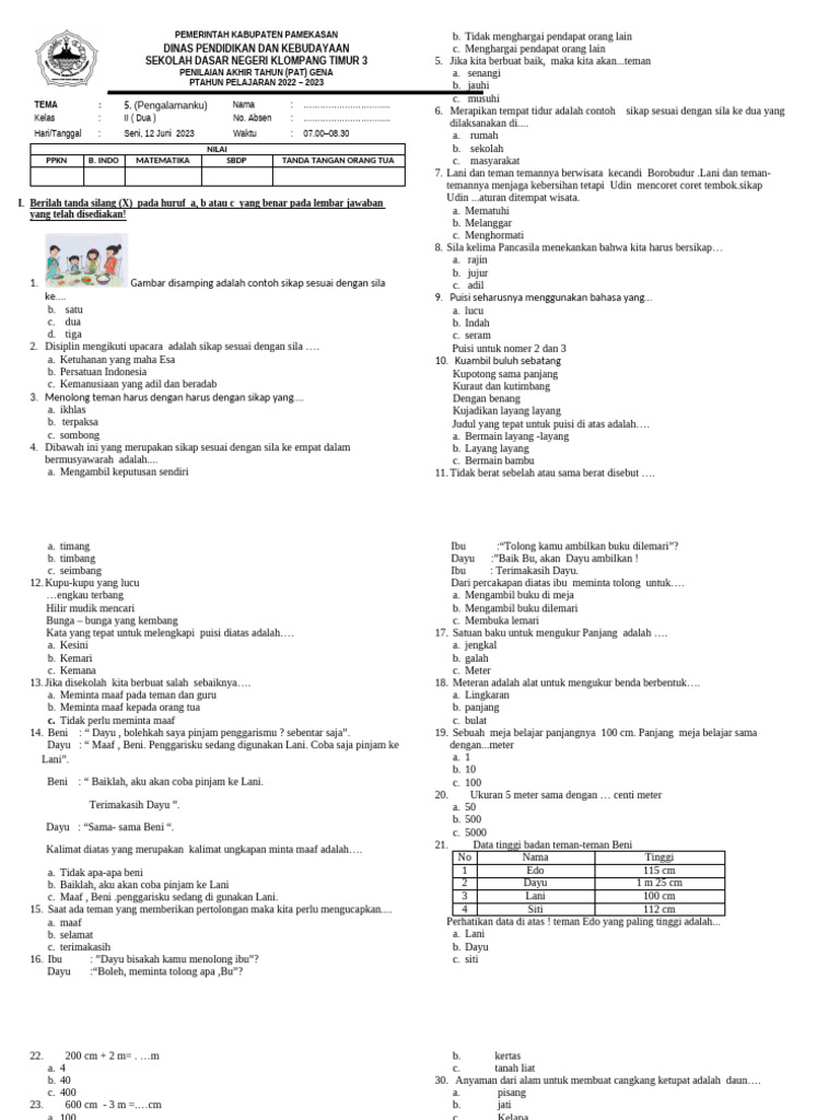 Soal Pat Kls2 Tema5 | PDF