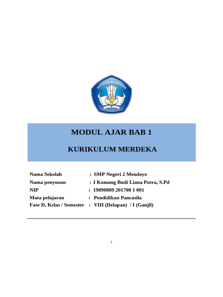 Modul Ajar PPKN BAB 1 Tahun 2024 | PDF