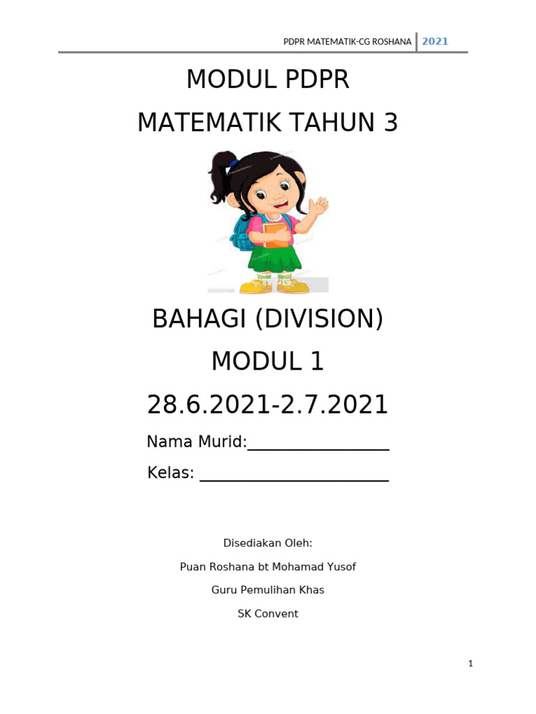 Modul PDPR Math Tahun 3 Modul 1 Mggu 21 | PDF