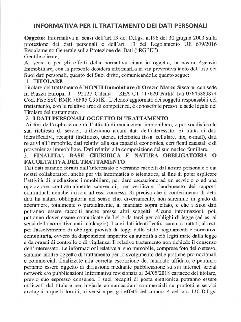 Modulo informativa Privacy | PDF