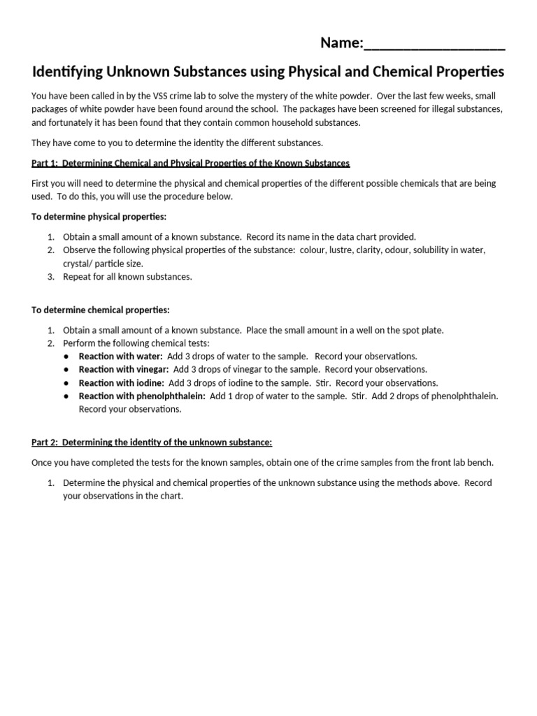 Lab Identifyinganunknownsubstance | PDF