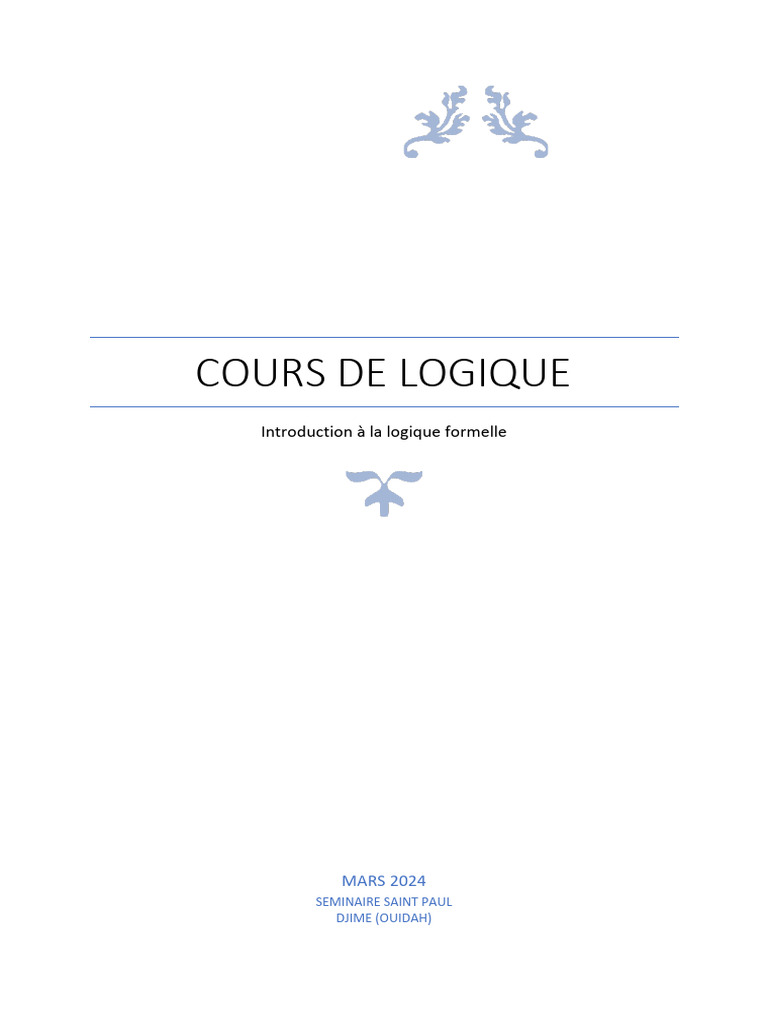 Cours de Logique 2024 | PDF