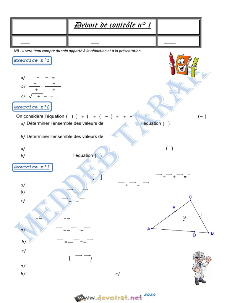Devoir de Contrôle N°1 - Math - 2ème Sciences (2020-2021) MR Meddeb ...
