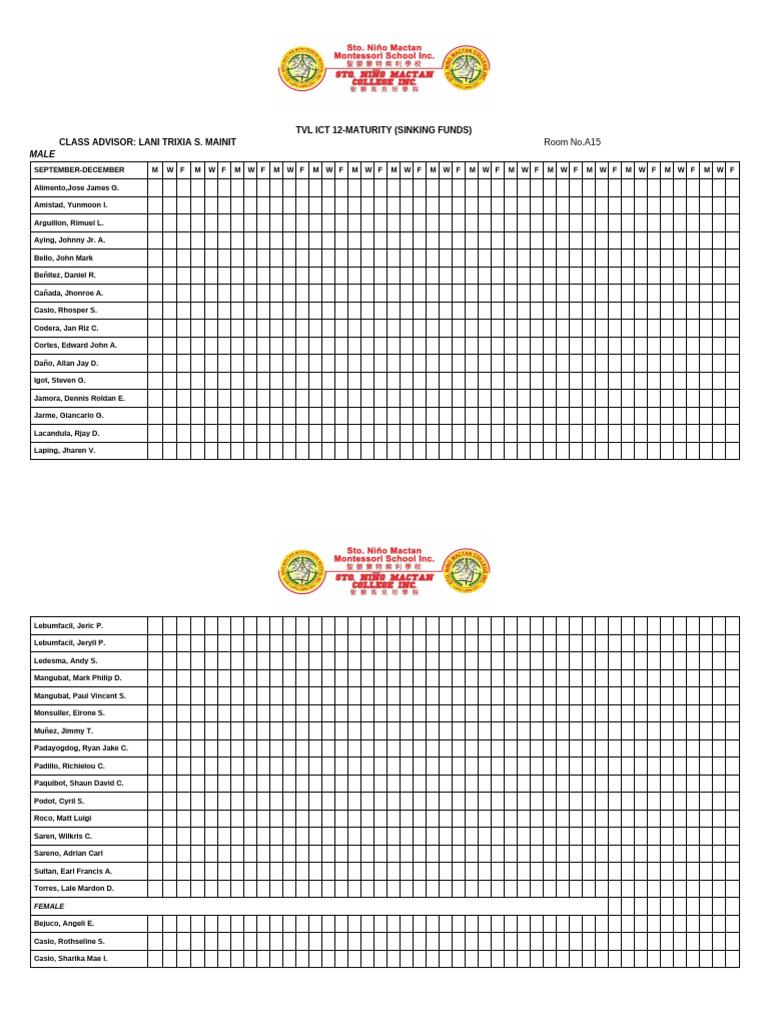 TVL ICT 12 Class Roster | PDF