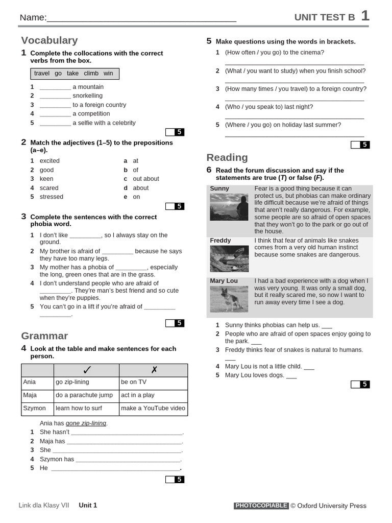 Link VII Unit 1 Test B | PDF | Syntax | Language Arts & Discipline