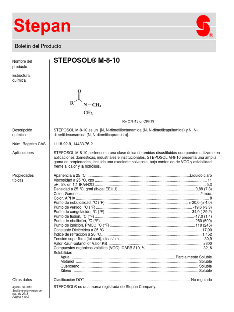 Hoja de Seguridad Steposol | PDF | Solubilidad | Tecnología