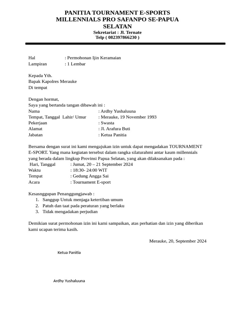 Panitia Tournament | PDF