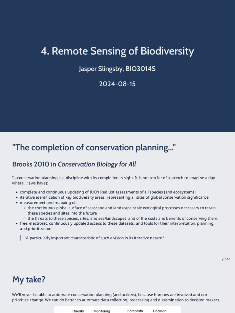 Remote Sensing of Biodiversity | PDF