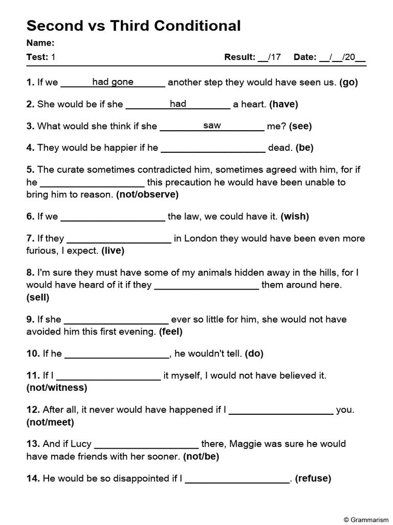 Grammarism Second Vs Third Conditional-Test-1 | PDF