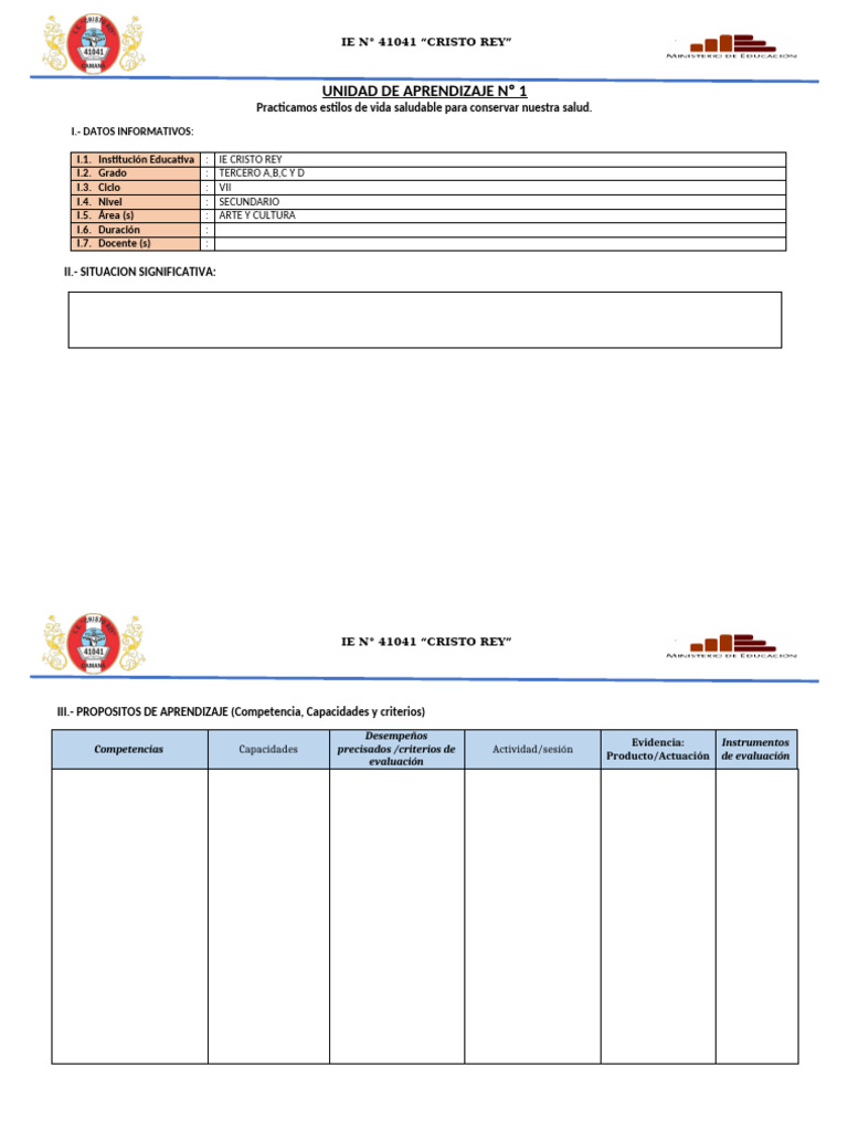 ESQUEMA DE UNIDAD DE APRENDIZAJE | PDF