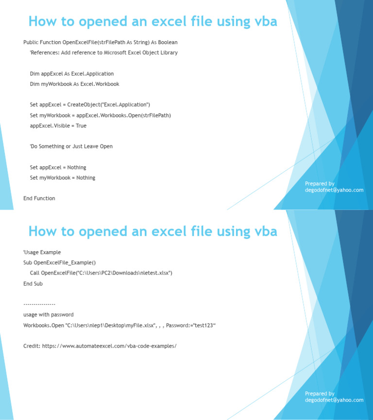 How To Opened An Excel File Using Vba | PDF | Computers