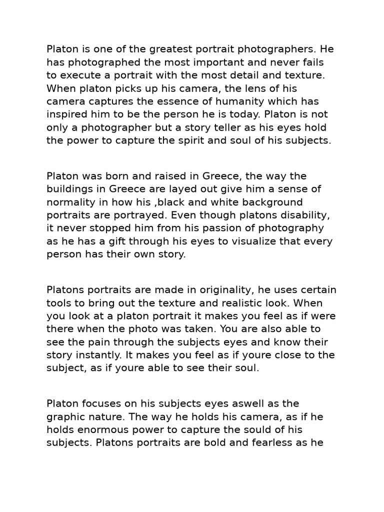 Platon Is One of The Greatest Portrait Photographers | PDF