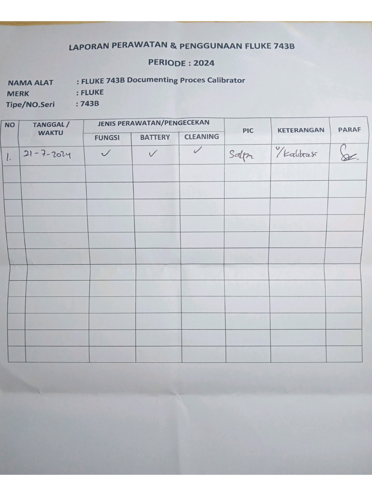 Checklist Perawatan Alat | PDF