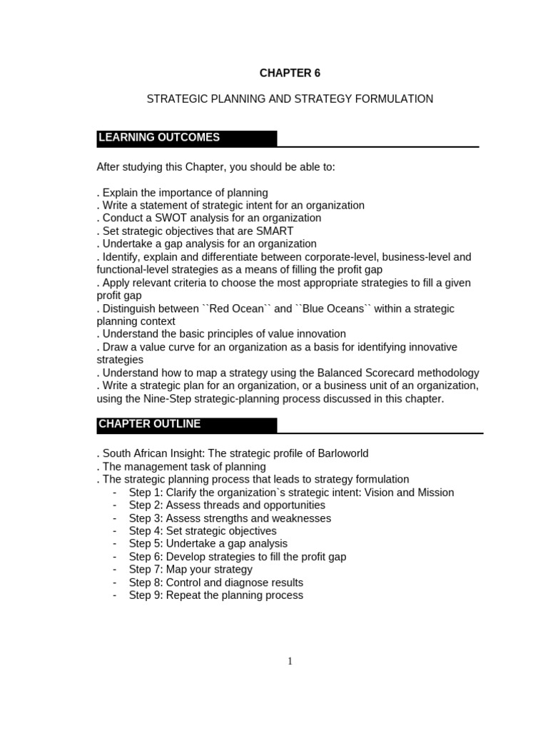 CBMD022 Chapter 6 Strategic Planning & Strategy | PDF
