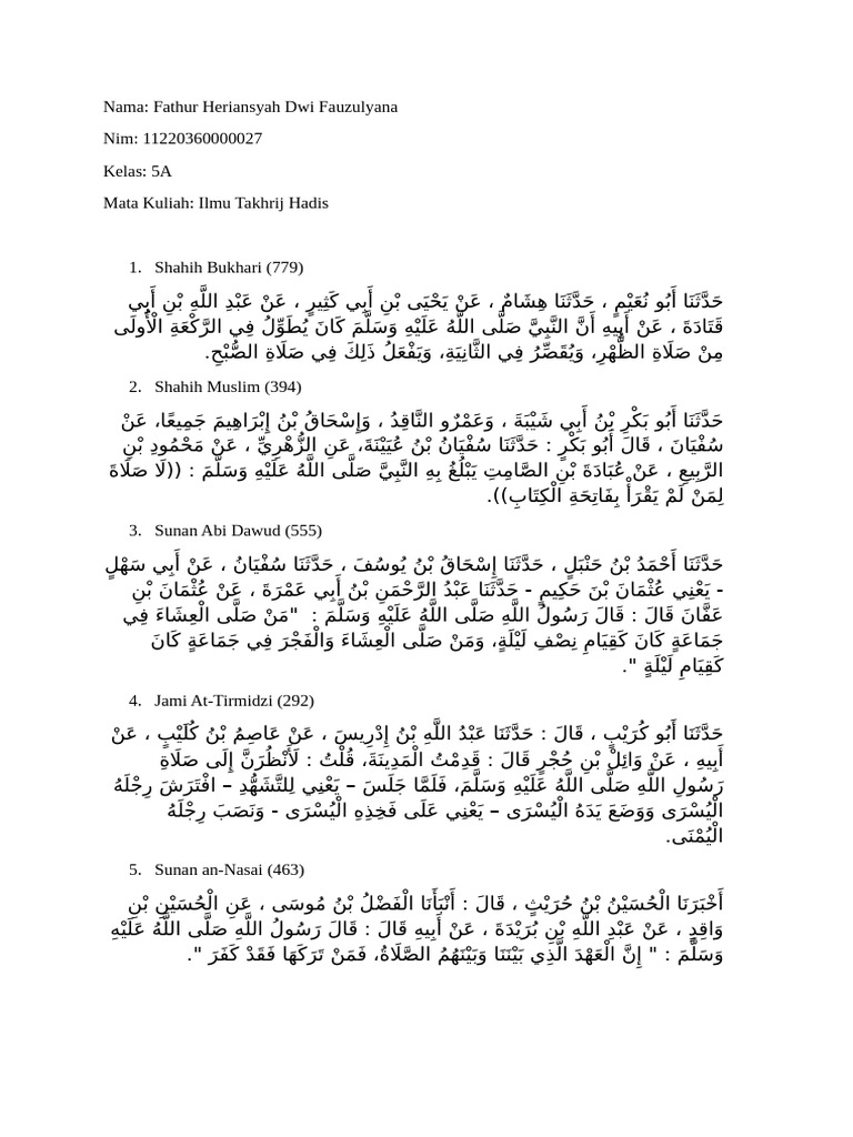 Fathur Heriansyah-Tugas Takhrij Hadis | PDF