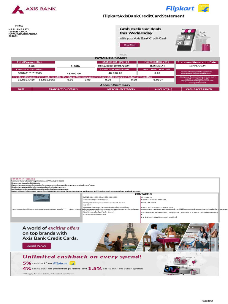 Credit Card Statement | PDF