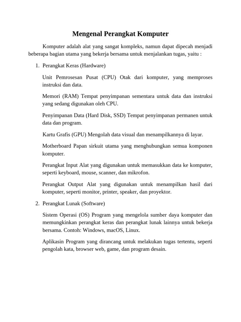 Mengenal Perangkat Komputer Resume 2 | PDF