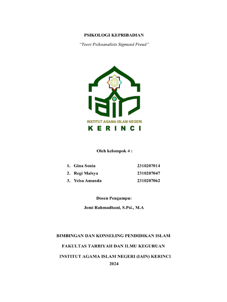 Makalah Teori Psikoanalisis Oleh Sigmund Freud Pdf