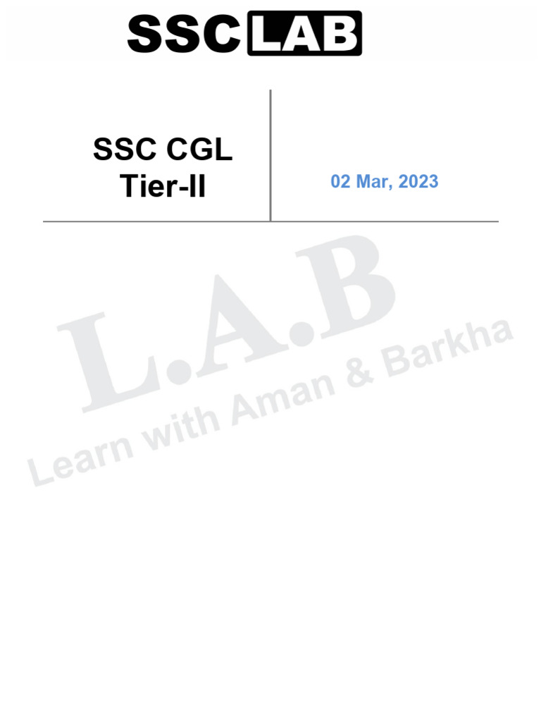 SSC CGL (2022) Tier-II Official Paper (Held On - 2 March 2023) | PDF
